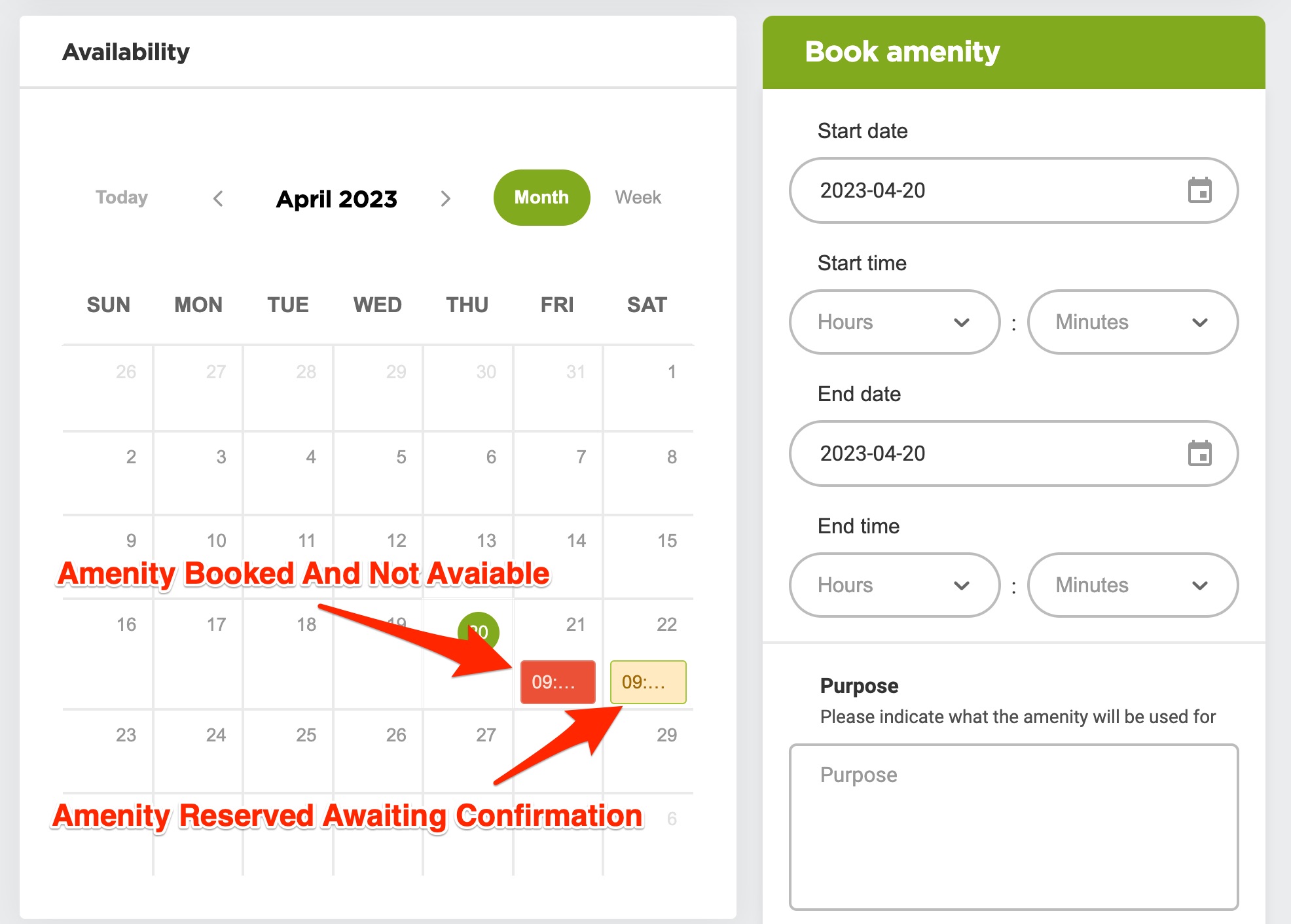 Amenity Booking Availability Indicators – CondoGenie Help & Support