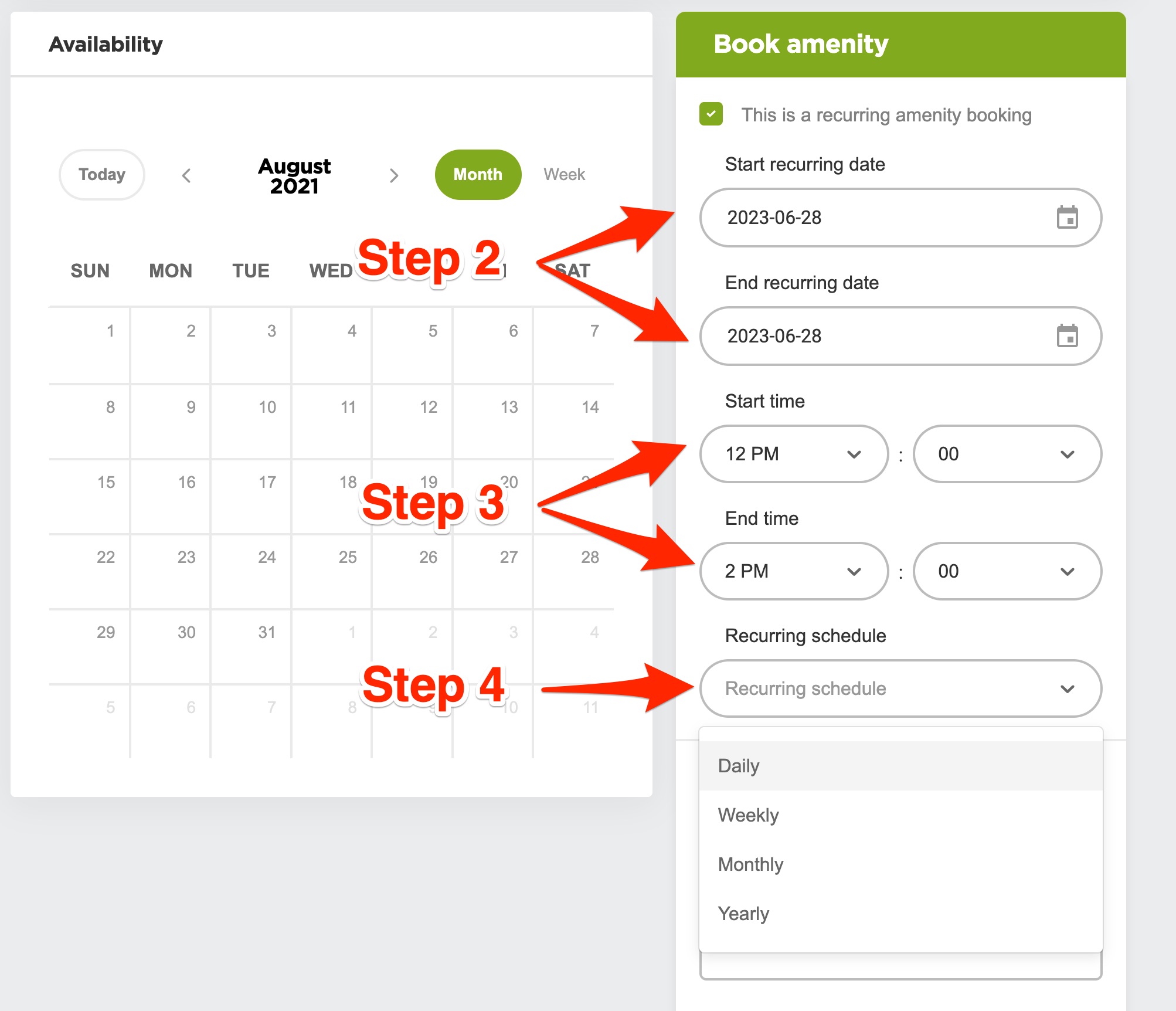 Create A Recurring Amenity Booking – CondoGenie Help & Support